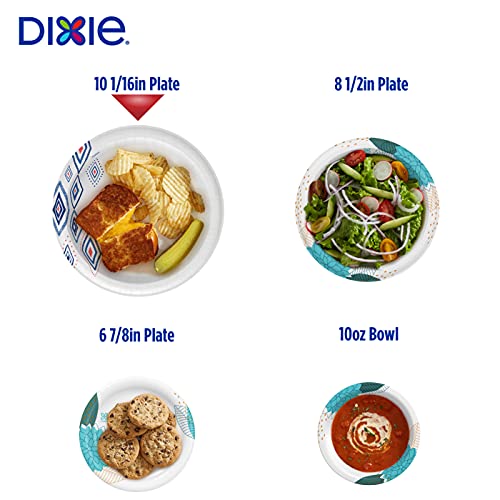 Dixie Paper Plates, 10 1/16 inch, Dinner Size Printed Disposable Plate, 44 Count (Pack of 5) , Packaging and Design May Vary