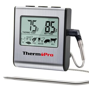 thermopro tp-16 large lcd digital cooking food meat smoker oven kitchen bbq grill thermometer clock timer with stainless steel probe