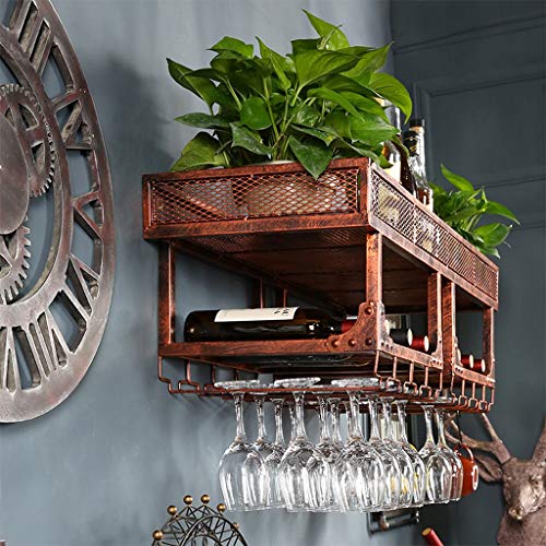 PIBM Stylish Simplicity Wine Shelf Wall-Mounted Wine Rack, Wrought Iron Wall Hanging Wine Rack Wine Rack, Bronze , 120CM