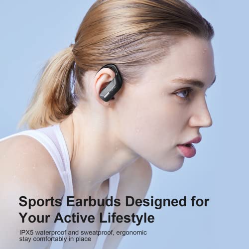 occiam Wireless Earbuds Bluetooth Headphones 48H Play Back Earphones in Ear Waterproof with Microphone LED Display for Sports Running Workout Black