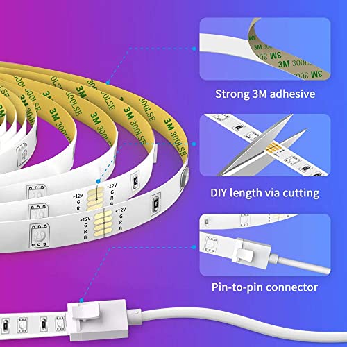 Govee Smart LED Strip Lights, 16.4ft WiFi LED Light Strip Work with Alexa and Google Assistant, 16 Million Colors with App Control and Music Sync LED Lights for Bedroom, Kitchen, TV, Party, Holiday