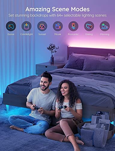 Govee Smart LED Strip Lights, 16.4ft WiFi LED Light Strip Work with Alexa and Google Assistant, 16 Million Colors with App Control and Music Sync LED Lights for Bedroom, Kitchen, TV, Party, Holiday