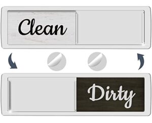 dishwasher magnet clean dirty sign, farmhouse rustic wood design black and white non-scratch/easy to read & slide/strong magnet clean dirty magnet for dishwasher (a-silver)