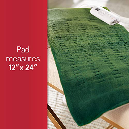 Sunbeam Heating Pad for Back, Neck, and Shoulder Pain Relief with Auto Shut Off and 6 Heat Settings, Extra Large 12 x 24", Green