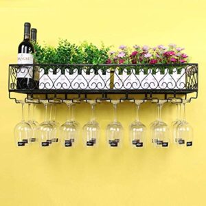 PIBM Stylish Simplicity Wine Rack Shelf Wine Rack with Adjustable Height, Ceiling Mounted Hanging Wine Bottle Holder, Metal Iron Wine Glass Holder, High Cup Holder Wine Rack Wall Hanging, Bronze ,