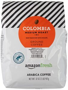 amazonfresh colombia ground coffee, medium roast, 32 ounce