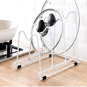 DRNKS Iron Rack Dish Rack Kitchen Pot lid Rack Storage Box Shelf Storage Pot lid Multi-Function Pot Holder Spoon Rack Foldable Suitable for Kitchen