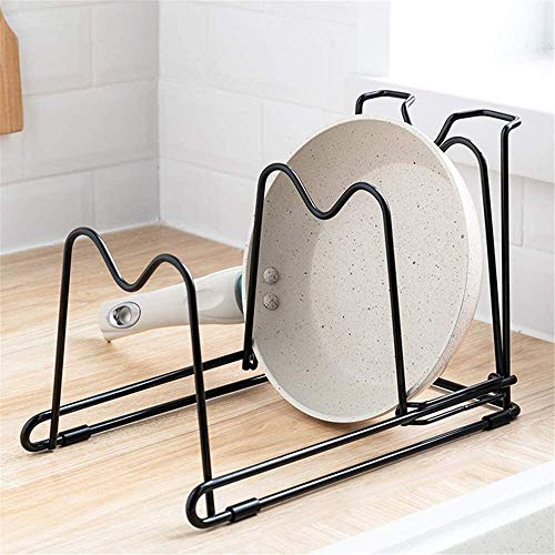 DRNKS Iron Rack Dish Rack Kitchen Pot lid Rack Storage Box Shelf Storage Pot lid Multi-Function Pot Holder Spoon Rack Foldable Suitable for Kitchen