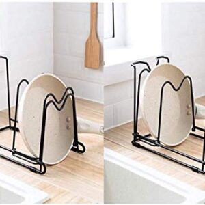 DRNKS Iron Rack Dish Rack Kitchen Pot lid Rack Storage Box Shelf Storage Pot lid Multi-Function Pot Holder Spoon Rack Foldable Suitable for Kitchen