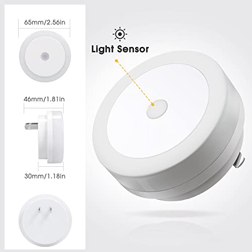 Night Light, Night Lights Plug into Wall [4Pack], Nightlight with Light Sensors, LED Night Light for Kids Room, Baby Night Light, Bathroom Night Light, Stair Lights, Hallway Light, Warm White