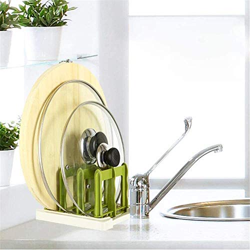 DRNKS Pot Pan Lid Storage Rack Holder,Spoon Rest Pot Lid Holder Cooking Tool Spoon Pot Lid Holder Shelf Cover Dispenser Pan Lid Racks Spoon Rest Kitchen Suitable for Kitchen