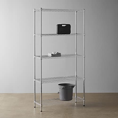 Amazon Basics 5-Shelf Adjustable, Heavy Duty Storage Shelving Unit (350 lbs loading capacity per shelf), Steel Organizer Wire Rack, Chrome (36L x 14W x 72H)