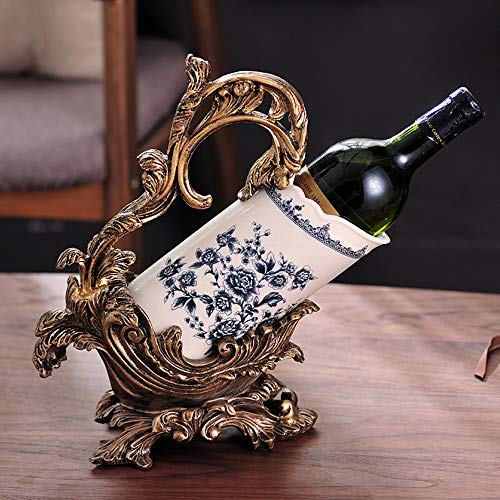 PIBM Stylish Simplicity Creative Retro Bronze Resin Hand-Painted Ceramic Wine Rack Home Desktop Decoration Bar Porch Restaurant Decorations Portable Wine Rack Beautiful and Elegant