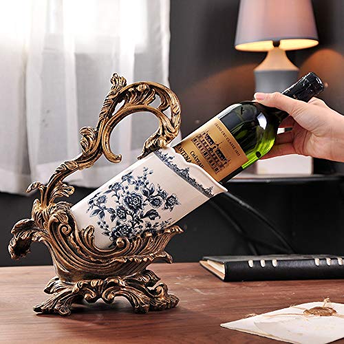 PIBM Stylish Simplicity Creative Retro Bronze Resin Hand-Painted Ceramic Wine Rack Home Desktop Decoration Bar Porch Restaurant Decorations Portable Wine Rack Beautiful and Elegant