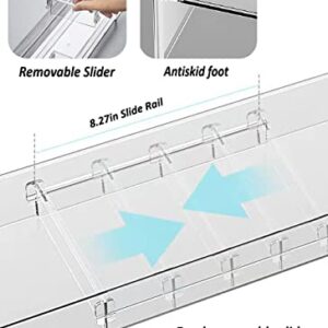 AOBOC Clear Plastic Kitchen Drawer Organizer with Two Adjustable Compartments,Flatware Organizer for Silverware,Cutlery or Kitchen Gadgets (3.9W×16.2L)