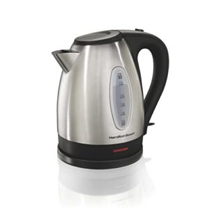 hamilton beach electric tea kettle, water boiler & heater, 1.7 l, cordless, auto-shutoff and boil-dry protection, stainless steel (40880)