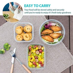 BAYCO Glass Food Storage Containers with Lids, [24 Piece] Glass Meal Prep Containers, Airtight Glass Bento Boxes, BPA Free & Leak Proof (12 lids & 12 Containers) - Blue