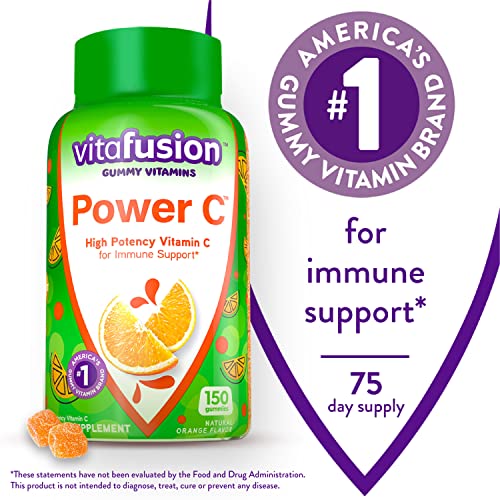 Vitafusion Power C Vitamin C Gummies for Immune Support, Orange Flavored, 282 mg Vitamin C, America’s Number 1 Gummy Vitamin Brand, 50 Day Supply, 150 Count