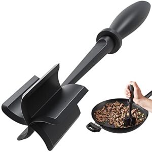 meat chopper, hamburger chopper, premium heat resistant masher and smasher for hamburger meat, ground beef, ground turkey and more, nylon ground beef chopper tool and meat fork, non stick mix chopper