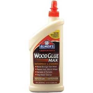 elmer’s e7310 carpenter’s wood glue max, interior/exterior, 16 ounces, 16 oz, tan, 16 fl oz