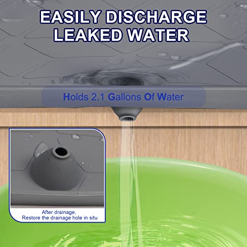 Under Sink Mats for Kitchen Waterproof - Thick 34" x 22" Under Sink Mat Silicone Under Sink Liner with Drain Hole，Under Sink Drip Tray for Kitchen Bathroom Cabinets (Grey)