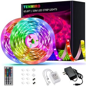 tenmiro 65.6ft led strip lights, ultra long rgb 5050 color changing led light strips kit with 44 keys ir remote led lights for bedroom, kitchen, home decoration