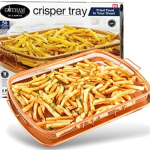 Gotham Steel Air Fryer Tray, Air Fry Basket for Oven, 2 Piece Nonstick Copper Crisper Tray, Air Fry for Convection Oven, Also Great for Baking & Crispy Foods, Dishwasher Safe – XXL 16.5” x 12.5”