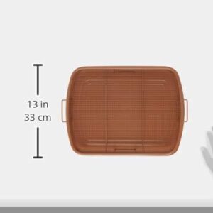 Gotham Steel Air Fryer Tray, Air Fry Basket for Oven, 2 Piece Nonstick Copper Crisper Tray, Air Fry for Convection Oven, Also Great for Baking & Crispy Foods, Dishwasher Safe – XXL 16.5” x 12.5”