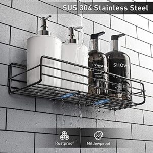 Moforoco 3-Pack Shower Caddy Basket Shelf with Soap Holder, No Drilling Traceless Adhesive Shower Wall Shelves, Rustproof Black Bathroom Shower Storage Organizer…