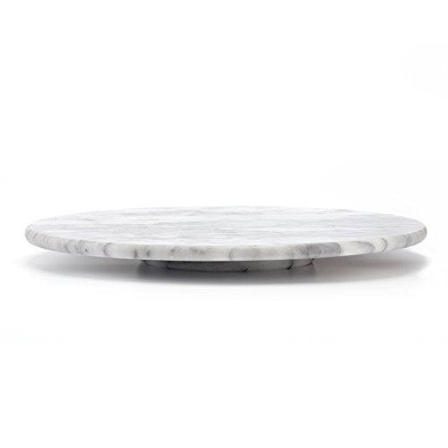 Creative Home Natural Marble Lazy Susan Turntable Rotating Serving Plate Organizer for Kitchen Pantry Countertop, 12" Diameter, Off-White (Color May Vary)