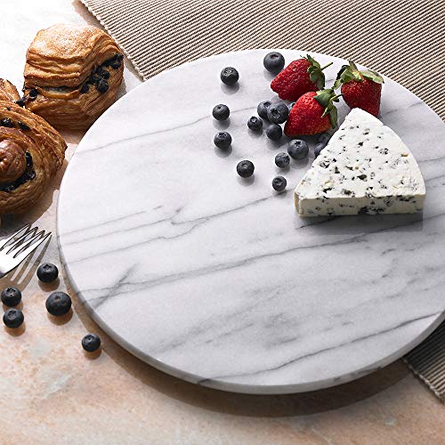 Creative Home Natural Marble Lazy Susan Turntable Rotating Serving Plate Organizer for Kitchen Pantry Countertop, 12" Diameter, Off-White (Color May Vary)