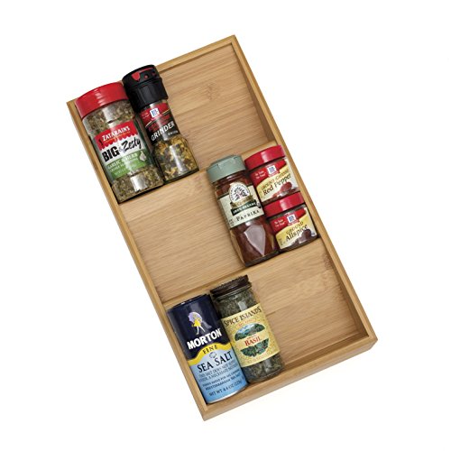 Lipper International 8886 Bamboo Wood In-Drawer Spice Organizer Tray, 15" x 8" x 2"