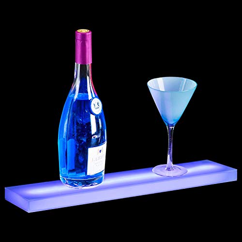 Nurxiovo LED Lighted Liquor Shelf 20/24/32/36 Inch Bottle Display Stand Illuminated Home and Commercial Bar Shelves Rack with RF Remote Control