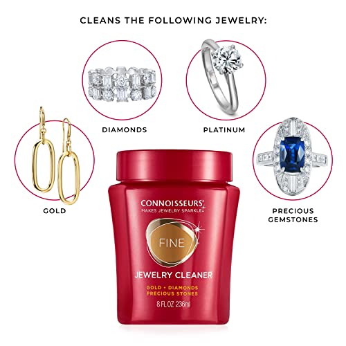 CONNOISSEURS Fine Jewelry Cleaner Solution for Gold, Platinum, Diamonds & Precious Gemstones, 8 Ounce