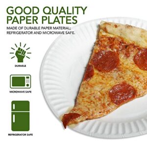 Stock Your Home 9-Inch Paper Plates Uncoated, Everyday Disposable Plates 9" Paper Plate Bulk, White, 500 Count