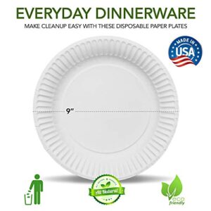 Stock Your Home 9-Inch Paper Plates Uncoated, Everyday Disposable Plates 9" Paper Plate Bulk, White, 500 Count