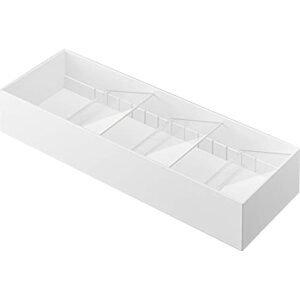 yamazaki home expandable cutlery kitchen angled utensils storage silverware organizer compact drawer insert tray | plastic, one size, white