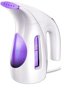 hilife steamer for clothes, portable handheld design, 240ml big capacity, 700w, strong penetrating steam, removes wrinkle, for home, office and travel (purple)