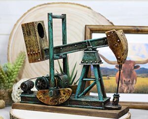 ebros gift rustic vintage nodding donkey pumpjack oil derrick rig wine bottle holder rack caddy statue wild west pumpjack metal platform home decor sculptures