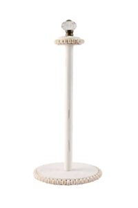 mud pie doorknob wood beaded paper towel holder, white, 15″