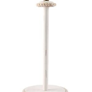 Mud Pie Doorknob Wood Beaded Paper Towel Holder, White, 15"