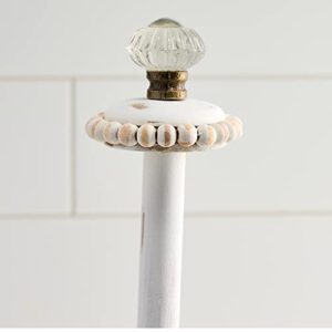 Mud Pie Doorknob Wood Beaded Paper Towel Holder, White, 15"