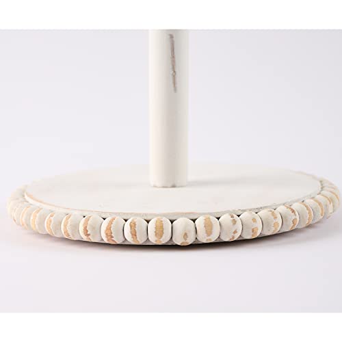 Mud Pie Doorknob Wood Beaded Paper Towel Holder, White, 15"