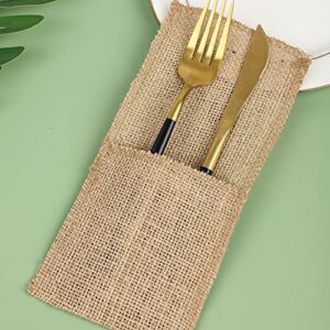 Fall Plate Decor 12 Pieces Pumpkin Wood Cutouts Thanksgiving Table Setting Wooden Word Cards with 12 PCS Burlap Cutlery Pouch Bags for Holiday Harvest Utensil Home Party Decor