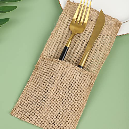 Fall Plate Decor 12 Pieces Pumpkin Wood Cutouts Thanksgiving Table Setting Wooden Word Cards with 12 PCS Burlap Cutlery Pouch Bags for Holiday Harvest Utensil Home Party Decor