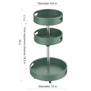 BULTIWEUD 3 Tier Lazy Susan Turntable Spice Rack Organizer Food Storage Container for Kitchen Cabinet, Spinning Organizer for Spices,Condiments,Green