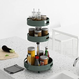 BULTIWEUD 3 Tier Lazy Susan Turntable Spice Rack Organizer Food Storage Container for Kitchen Cabinet, Spinning Organizer for Spices,Condiments,Green