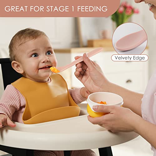 6-Piece Silicone Baby Feeding Spoons, First Stage Baby Infant Spoons, Soft-Tip Easy on Gums I Baby Training Spoon Self Feeding | Baby Utensils Feeding Supplies, Dishwasher & Boil-proof