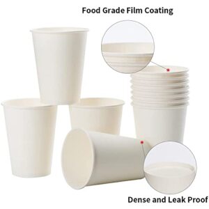 RACETOP Disposable Paper Coffee Cups 12 oz [100 Pack],12 oz White Hot Coffee Paper Cups, Thickened Paper Style