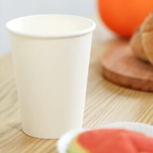 RACETOP Disposable Paper Coffee Cups 12 oz [100 Pack],12 oz White Hot Coffee Paper Cups, Thickened Paper Style